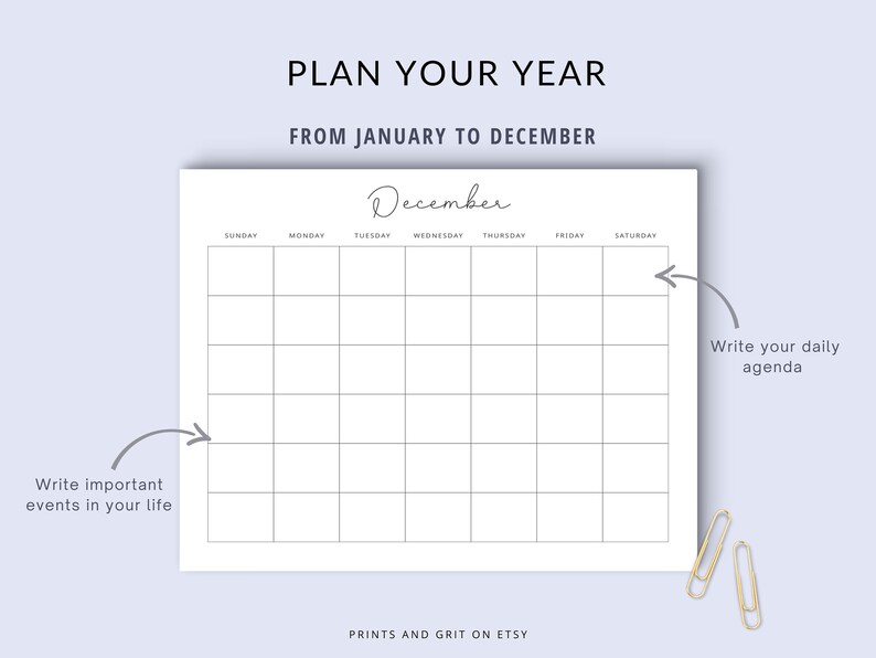 Blank Monthly Calendar 2025 Simple Monthly Calendar Planner Month at a ...