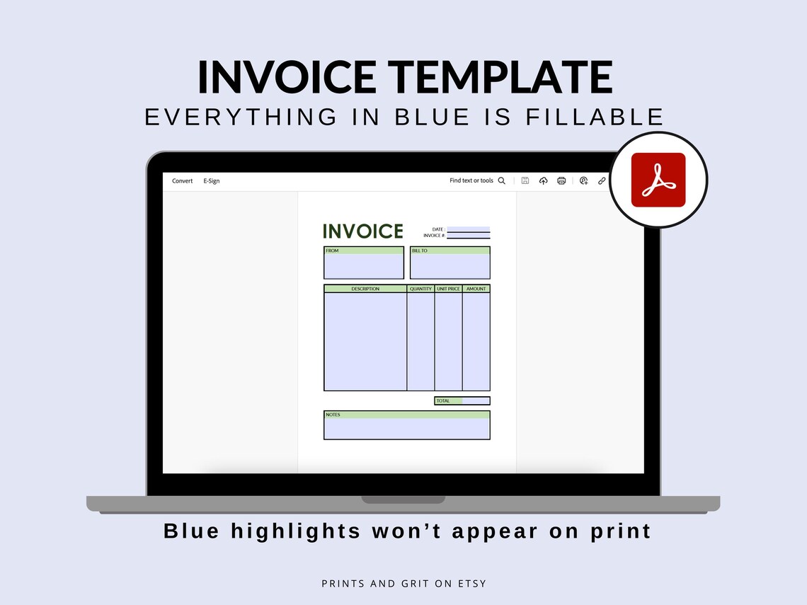 Simple Invoice Template Editable Invoice Template Business Invoice PDF ...