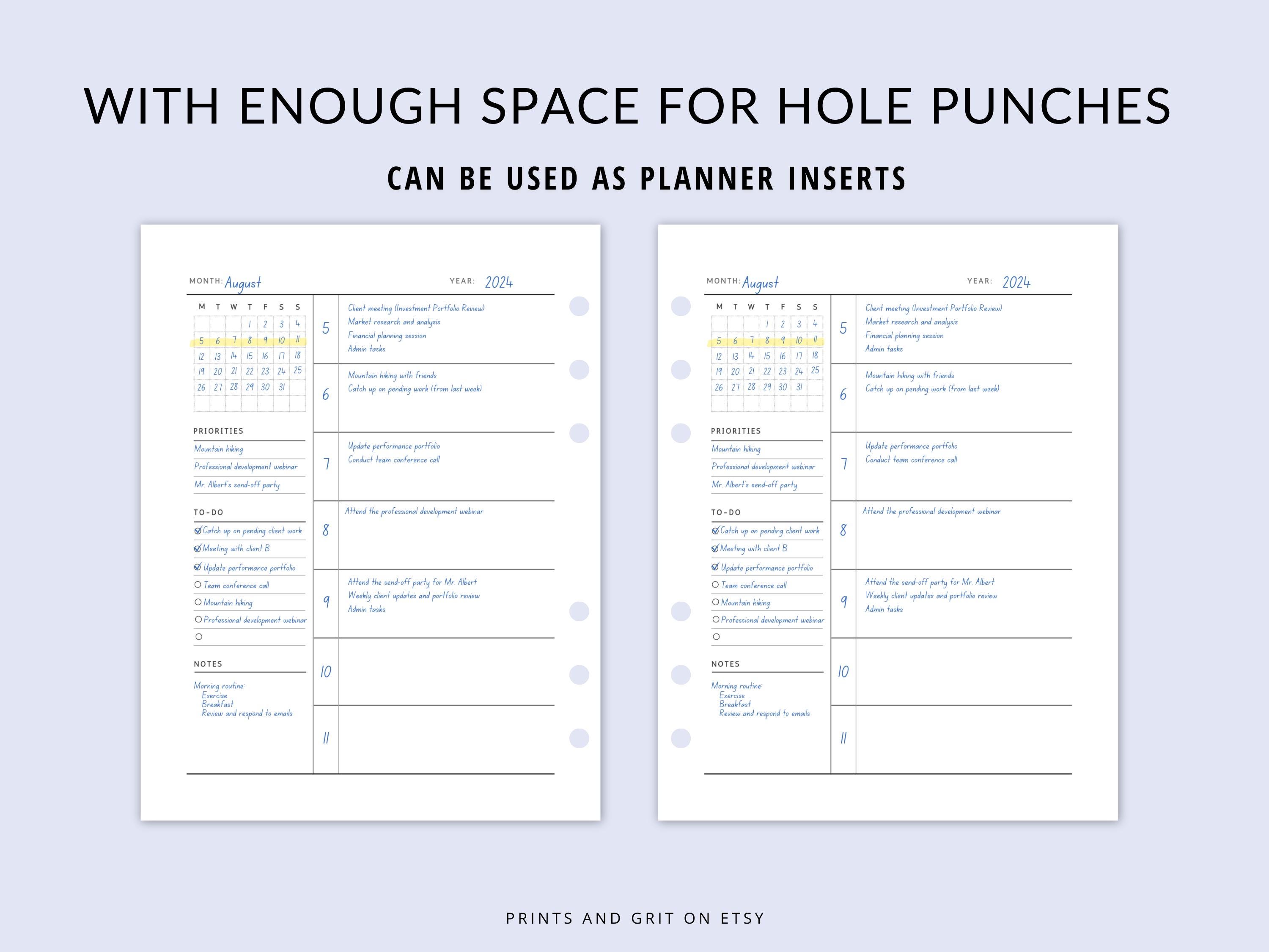 Simple Weekly Planner Template Weekly Planner Portrait Weekly Agenda ...