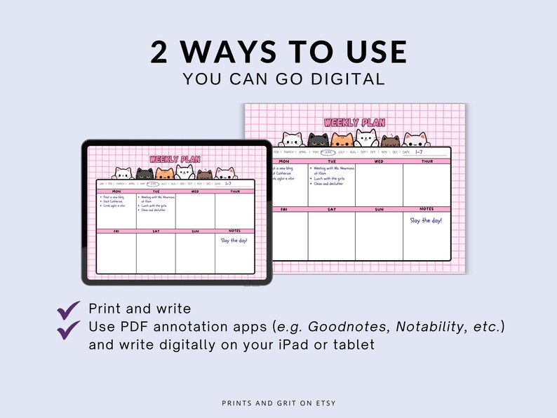 Cute Weekly Planner Template Weekly Planner Landscape Weekly Agenda ...