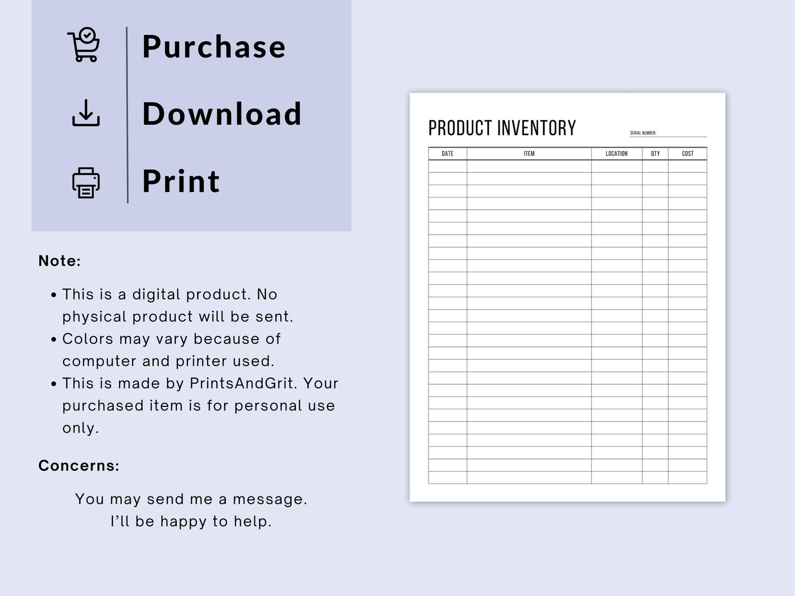 Reseller Printable Reseller Inventory Tracker Product Inventory Tracker ...