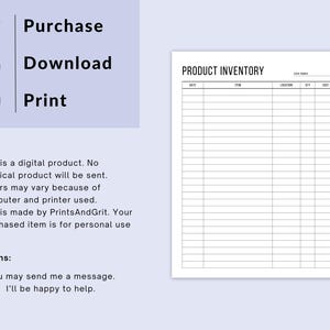Reseller Printable Reseller Inventory Tracker Product Inventory Tracker ...
