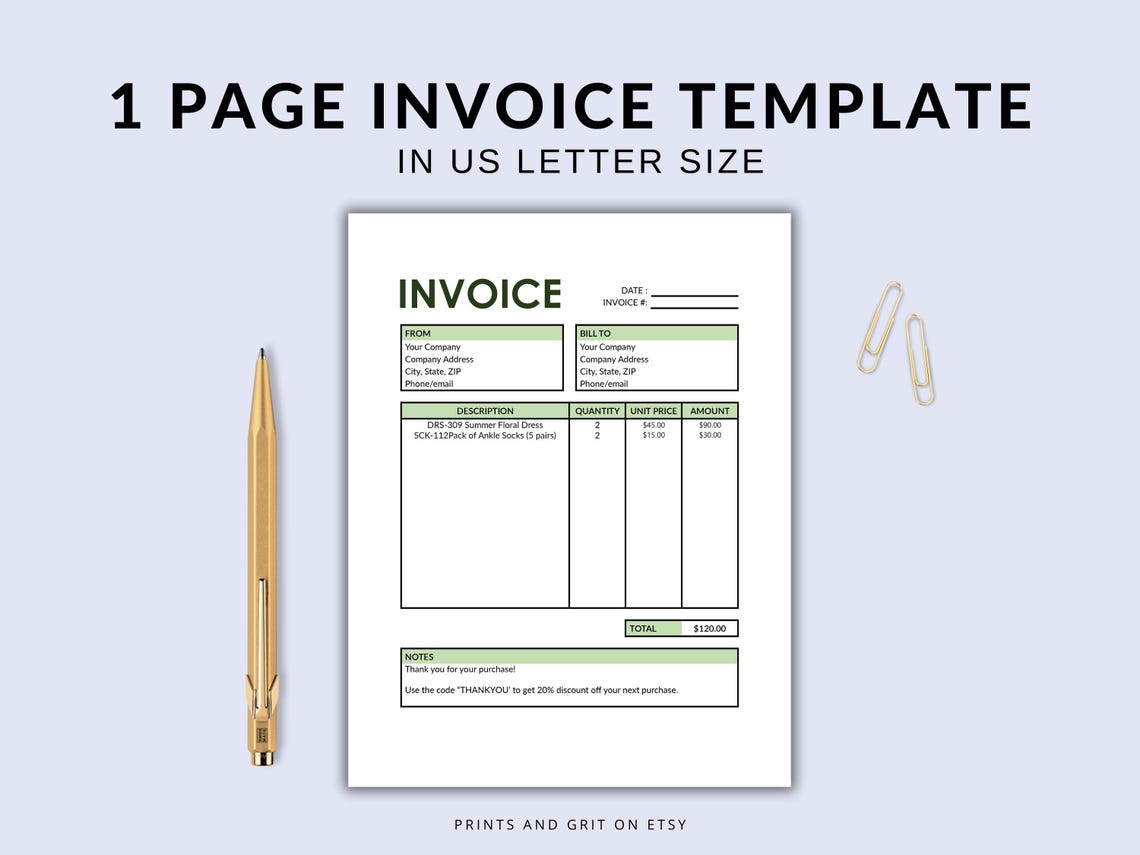 Simple Invoice Template Editable Invoice Template Business Invoice PDF ...