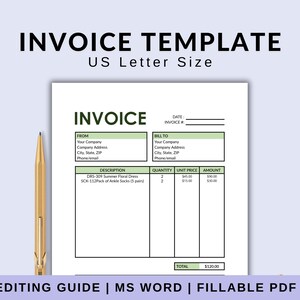 Simple Invoice Template Editable Invoice Template Business Invoice PDF ...