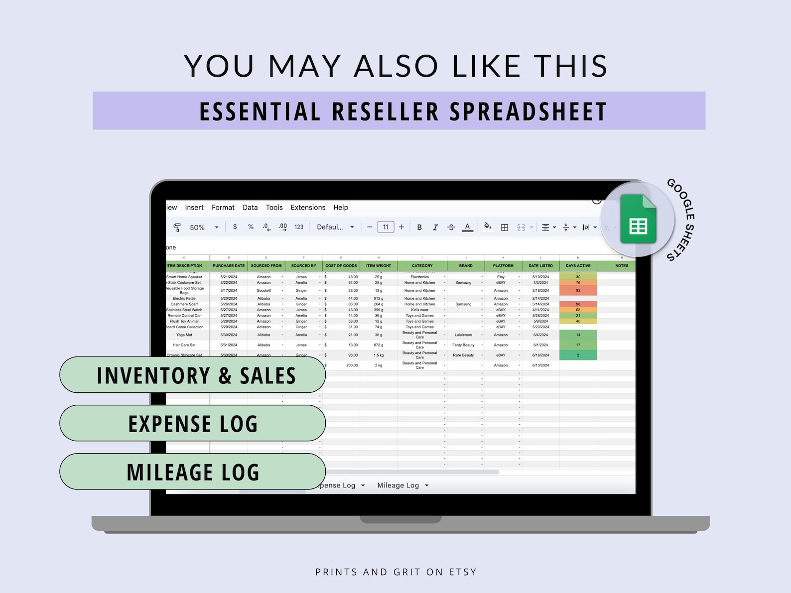 Reseller Printable Reseller Inventory Tracker Product Inventory Tracker ...