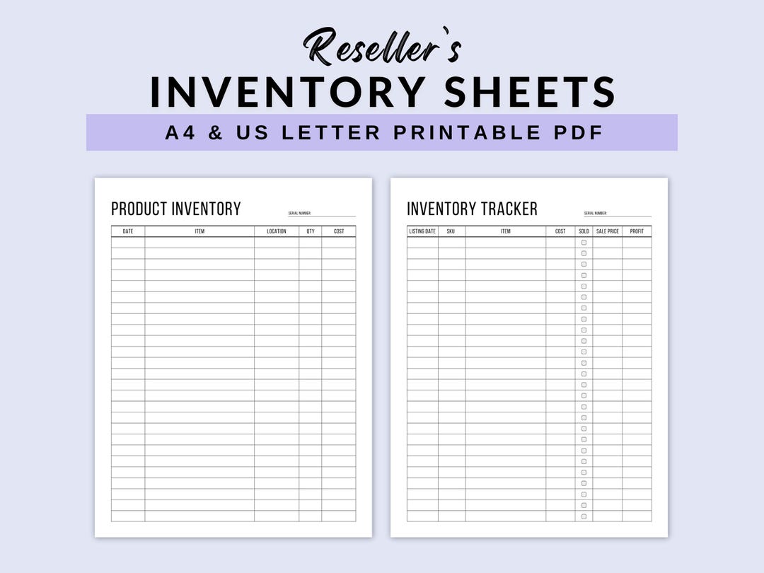 Reseller Printable Reseller Inventory Tracker Product Inventory Tracker ...