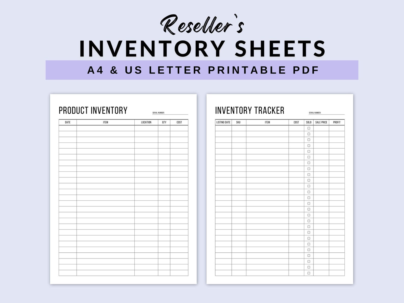 Reseller Printable Reseller Inventory Tracker Product Inventory Tracker ...