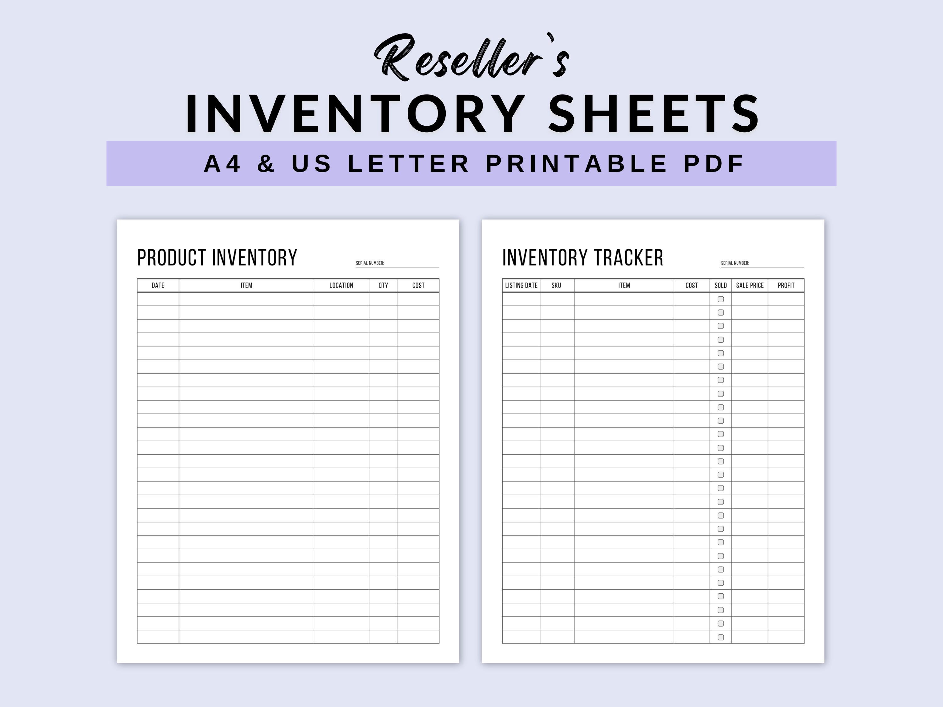 Reseller Printable Reseller Inventory Tracker Product Inventory Tracker ...