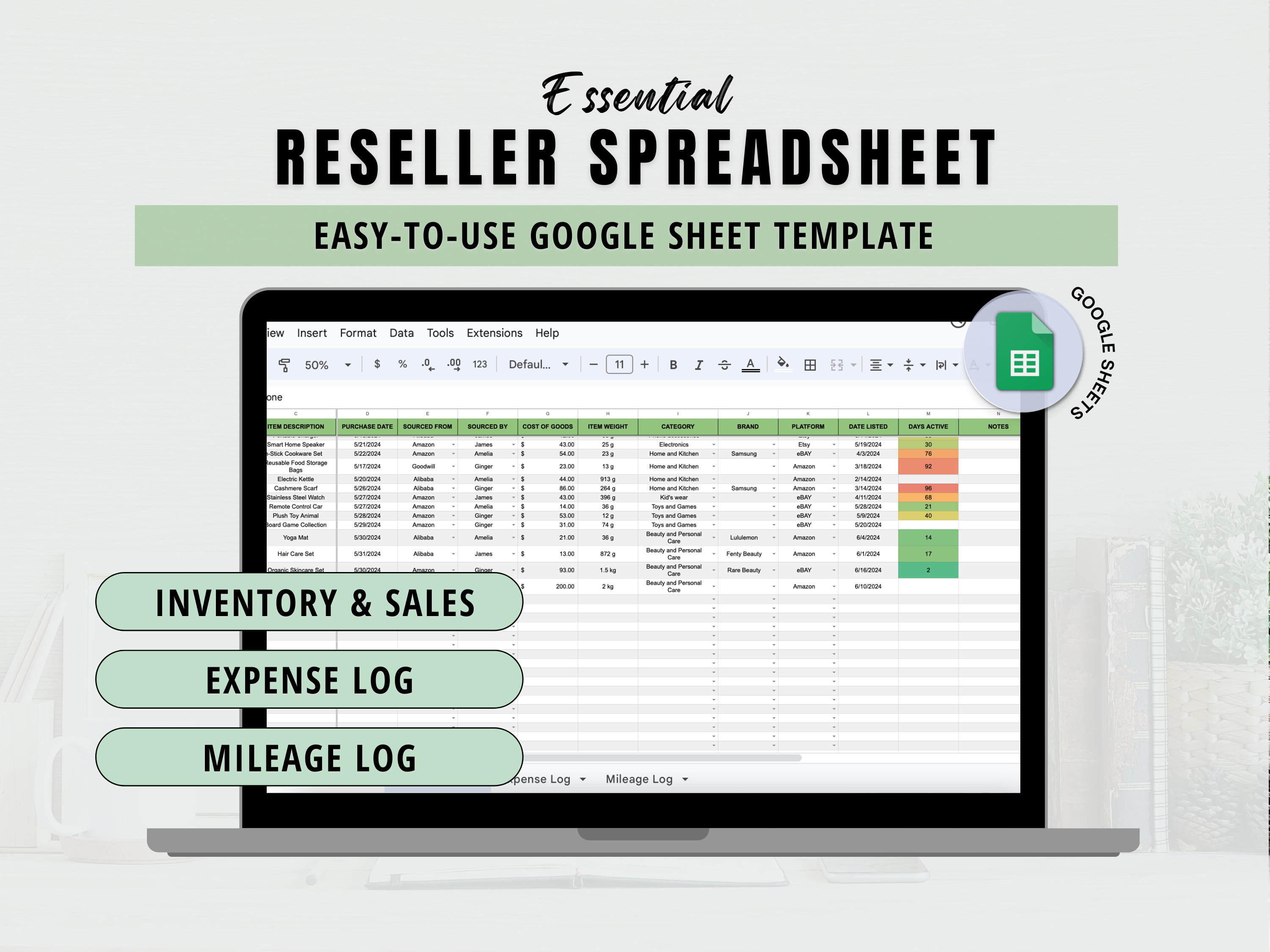 Reseller Google Sheets, Reselling Inventory Tracker, Reseller Business ...