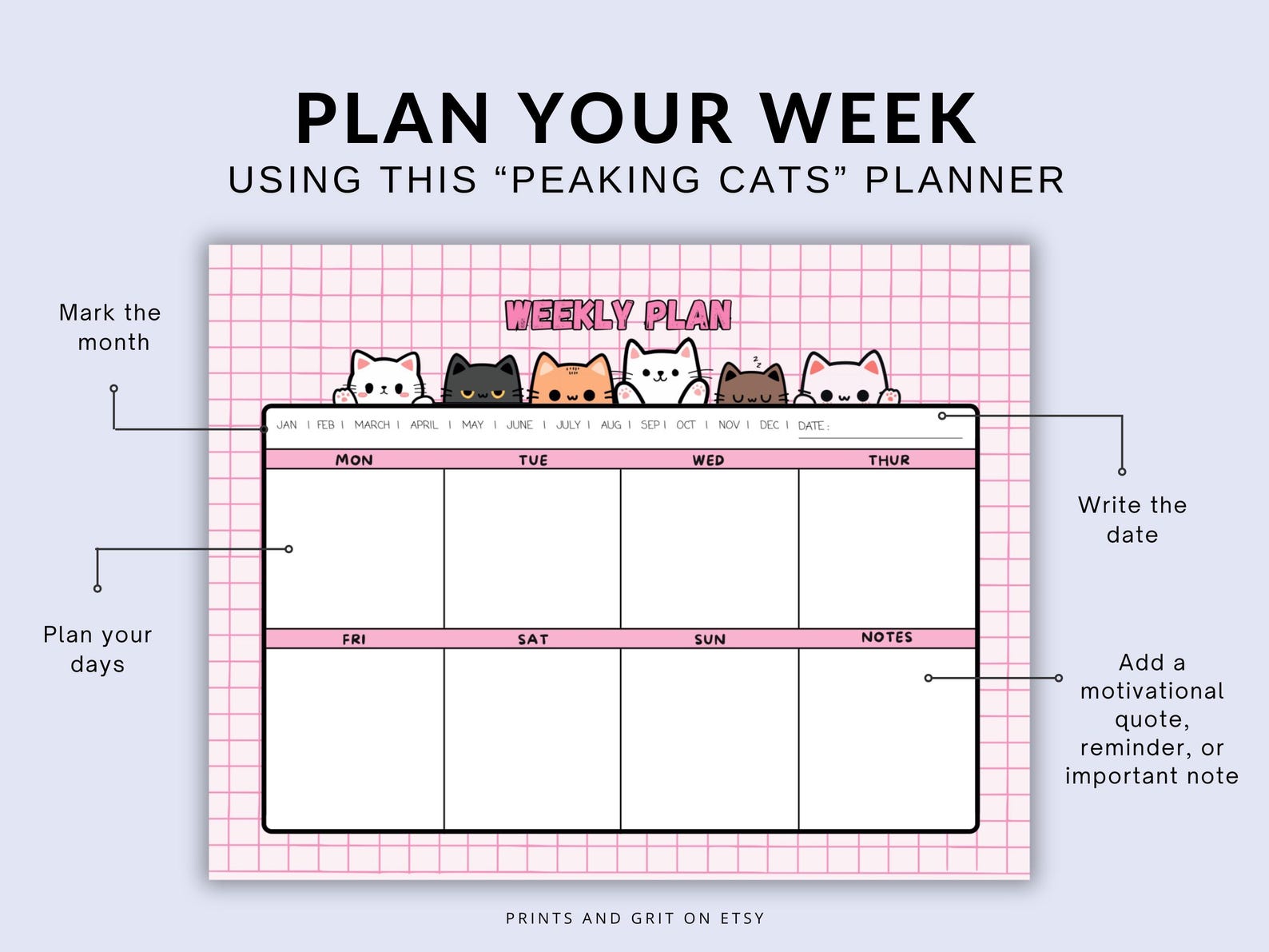 Cute Weekly Planner Template Weekly Planner Landscape Weekly Agenda ...