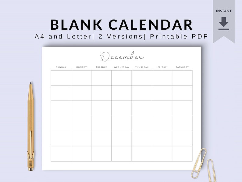 Blank Monthly Calendar 2025 Simple Monthly Calendar Planner Month at a ...