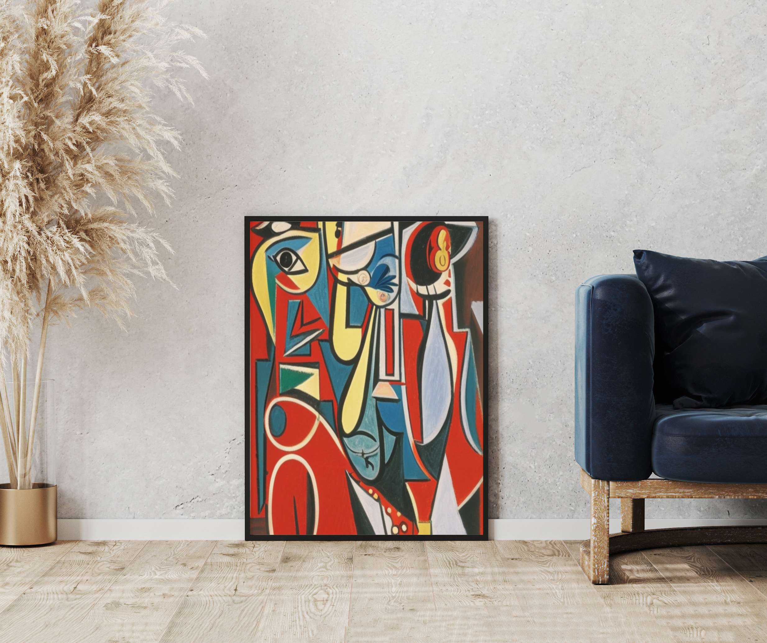 Tryptic Wall Art, Picasso Style Art Prints, Picasso Wall Print, Mid ...
