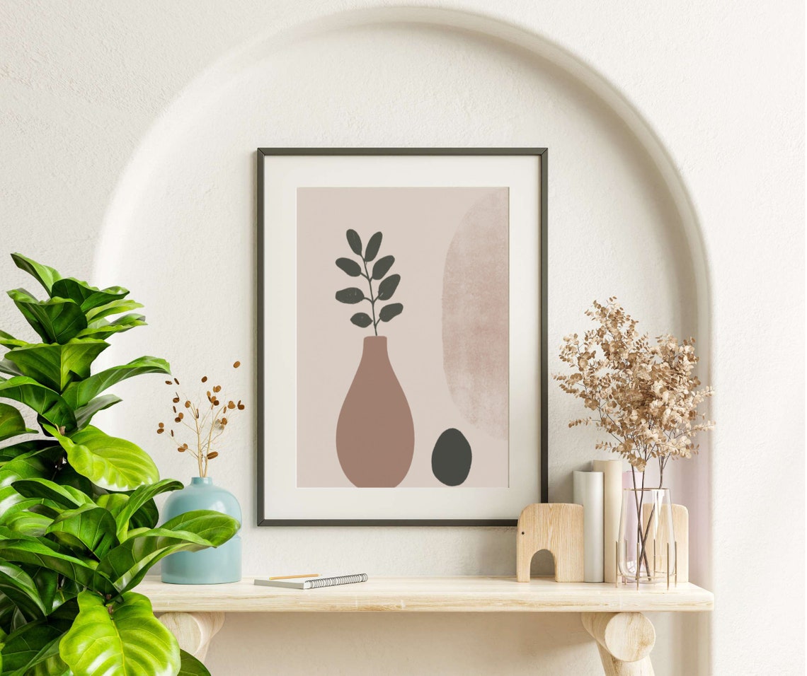 Abstract Boho Wall Art, Mid Century Modern Boho Art Print, Boho Digital ...