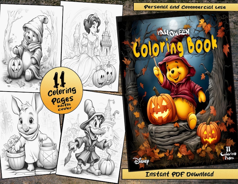Disney Coloring Pages for Kids Disney Halloween Coloring Book, Mickey ...