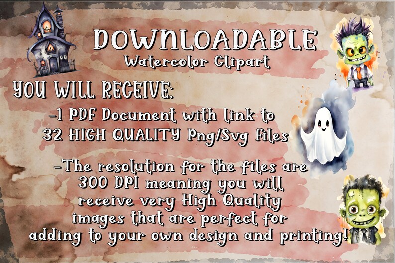 Watercolor Halloween Clipart, Ghost, Spider, Vampire (SVG PNG) - Etsy