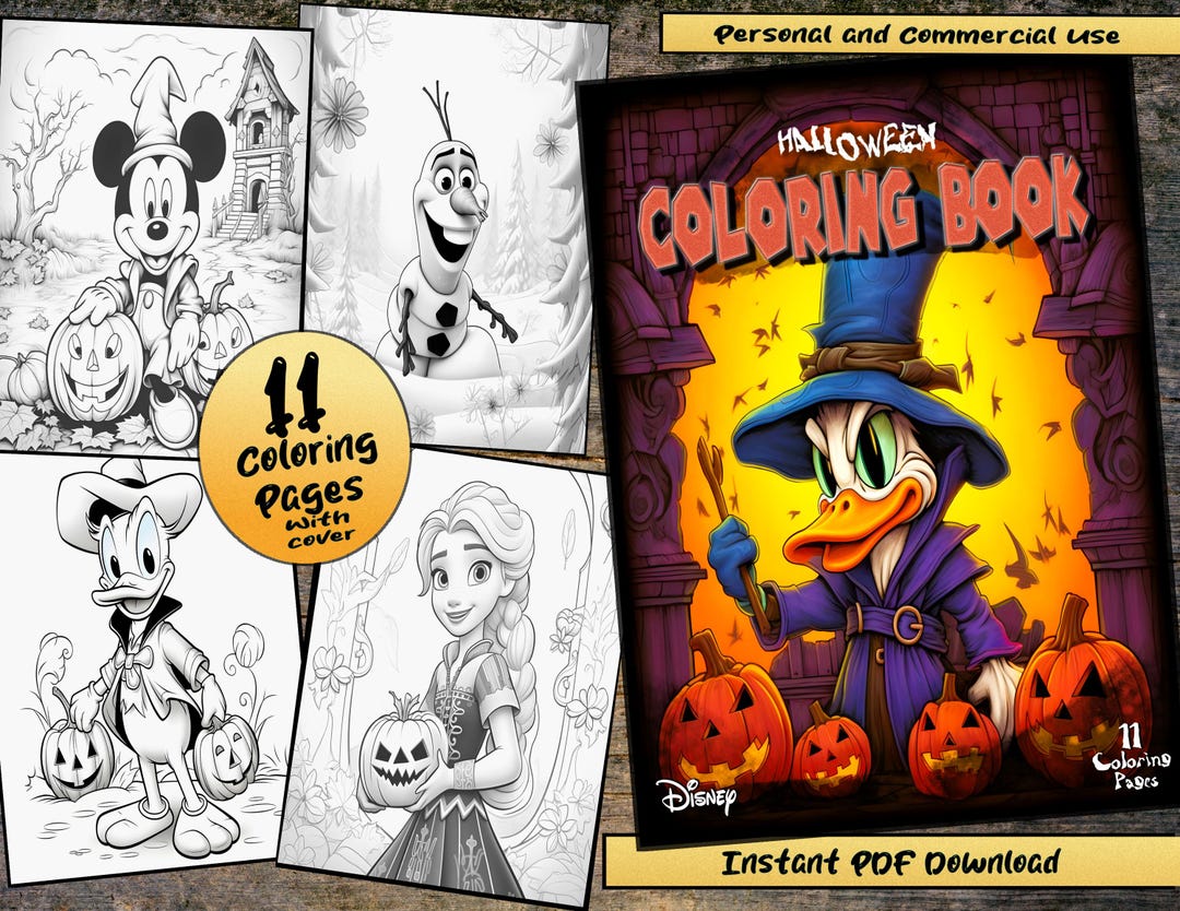 Disney Coloring Pages for Kids Disney Halloween Coloring Book, Mickey ...