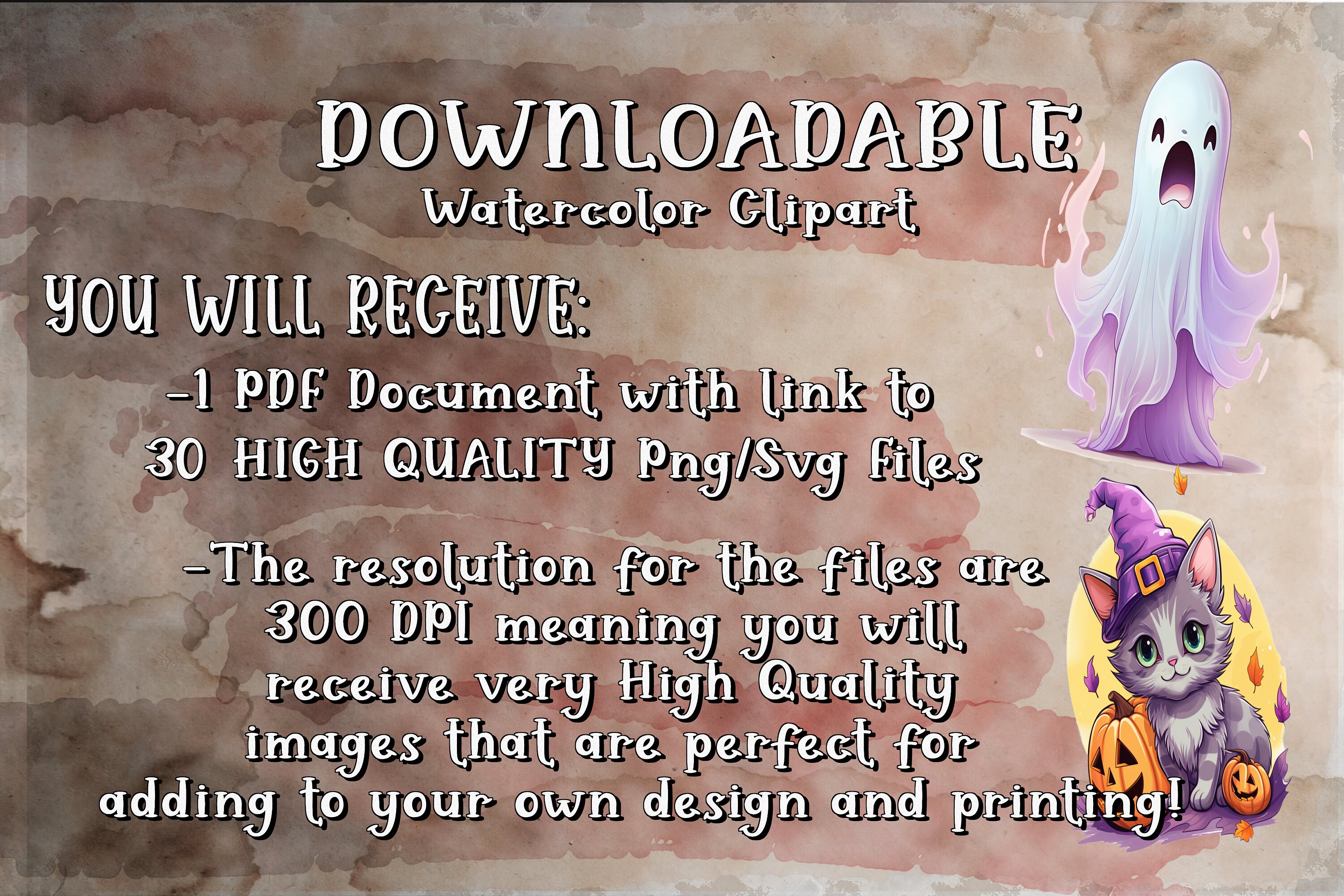 Pastel Halloween Clipart Watercolor Halloween Clipart SVG PNG - Etsy