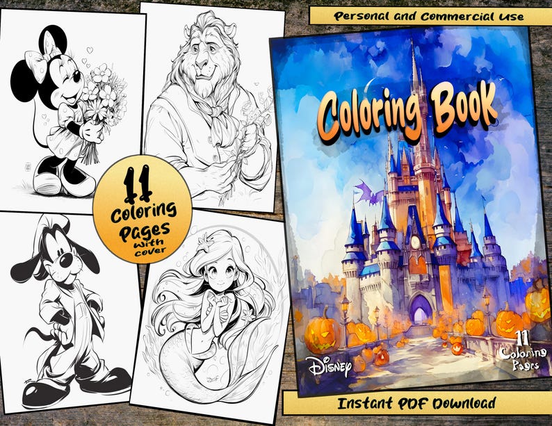 Disney Character Coloring Book, Mickey Mouse, Printable Pages (digital ...