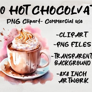 Hot Chocolate Clipart | Watercolor Hot Cocoa PNG | Christmas Collage ...