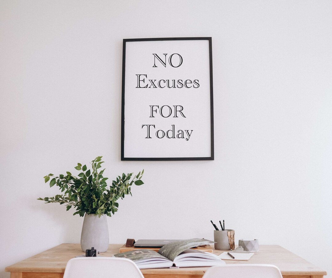 No Excuses Wall Art Inspirational Gym Poster Hard Work, 2 Variants ...