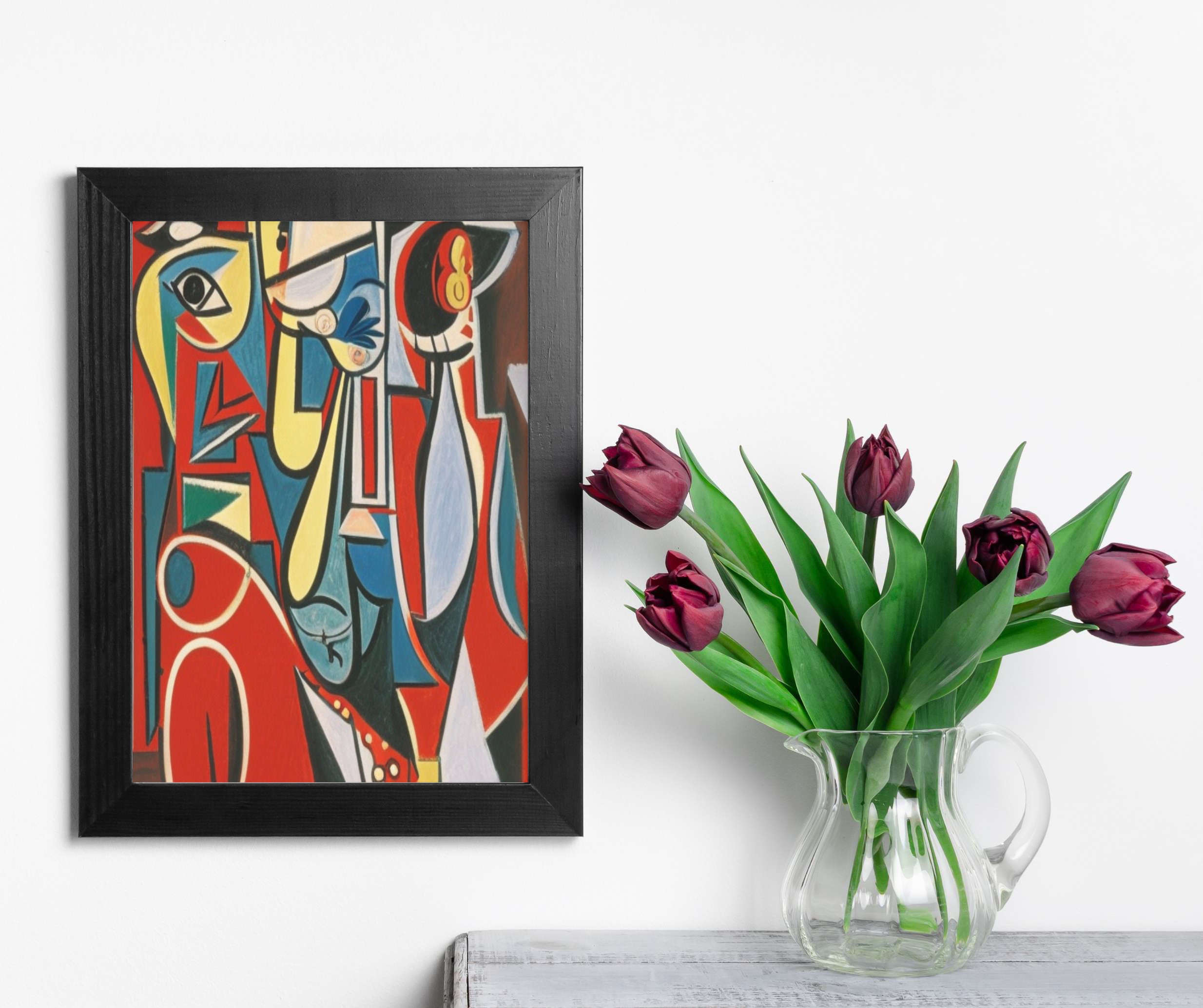 Tryptic Wall Art, Picasso Style Art Prints, Picasso Wall Print, Mid ...