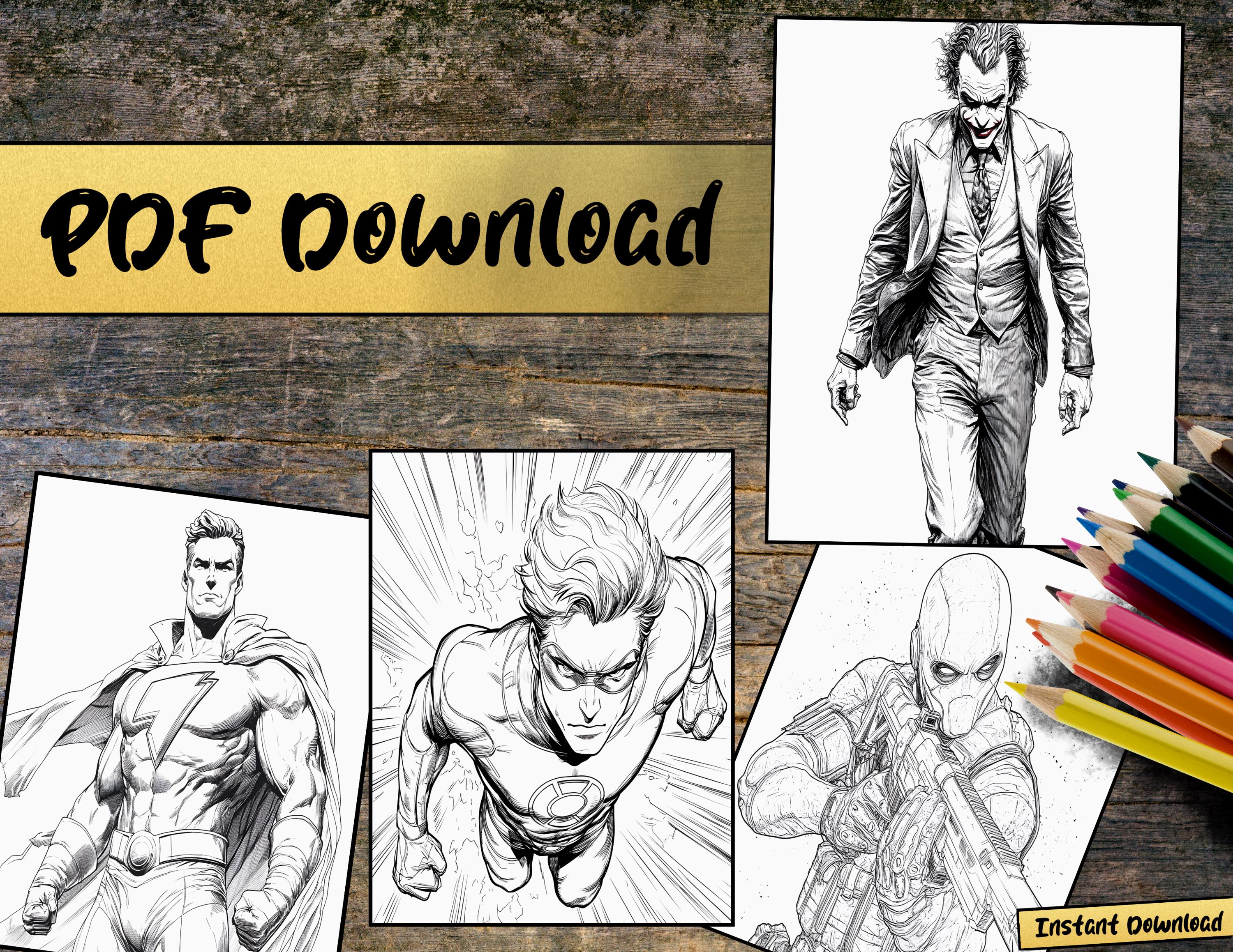DC Comics Superhero Coloring Book: Printable PDF (28 Pages) - Etsy