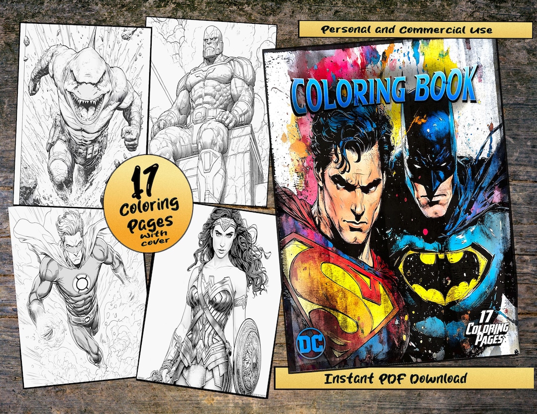 DC Superhero Coloring Book: 17 Printable Pages (PDF) - Etsy