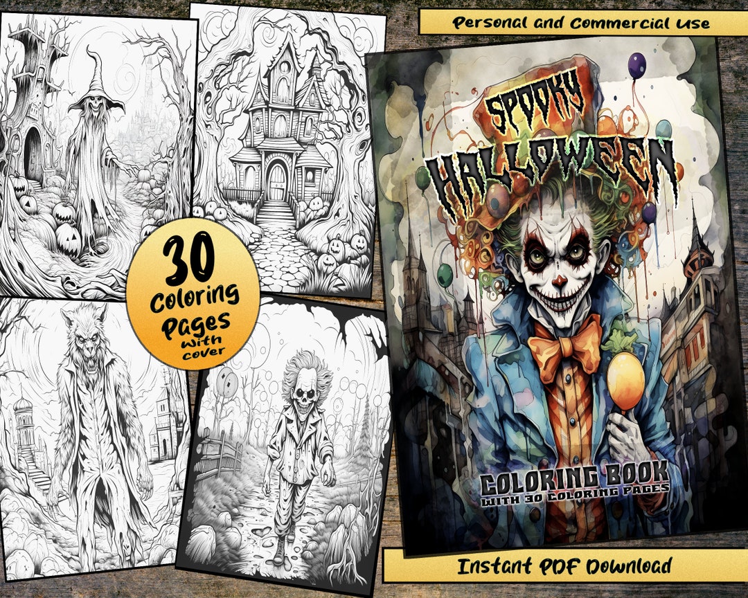 Halloween Coloring Book Adults Spooky Halloween Coloring Pages Ghost ...