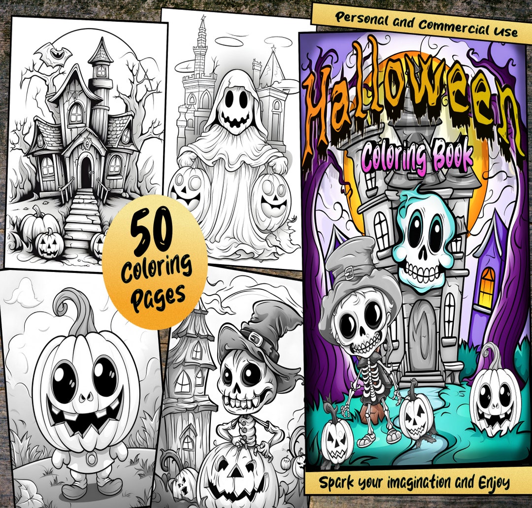 Cute Halloween Coloring Book for Kids and Adults, Pumpkin Coloring ...