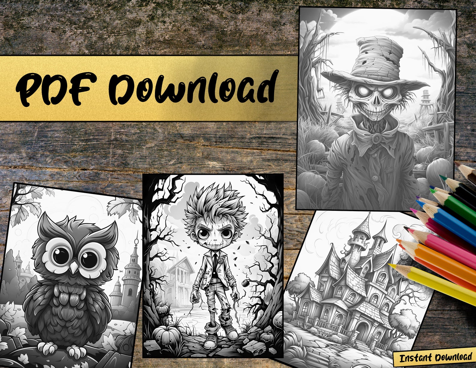 Cute Halloween Coloring Book, Ghost, Pumpkin, House (digital Download ...