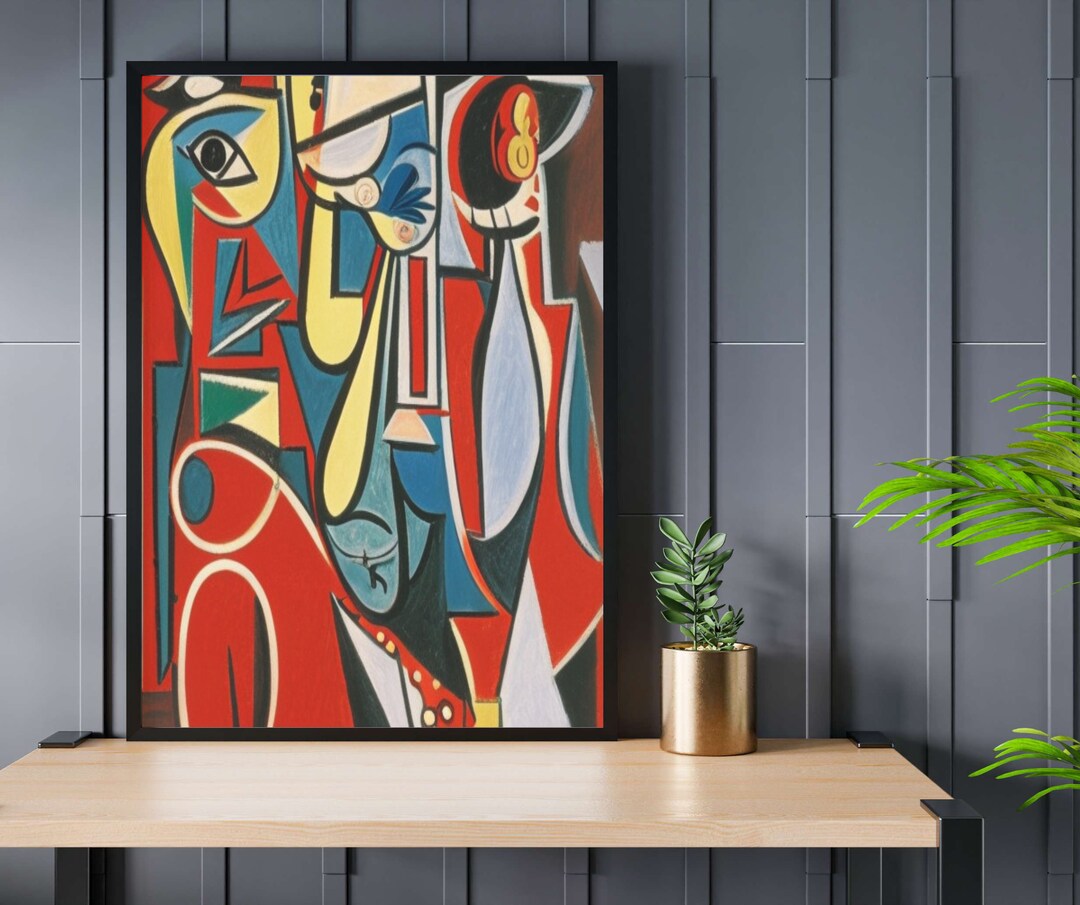 Tryptic Wall Art, Picasso Style Art Prints, Picasso Wall Print, Mid ...