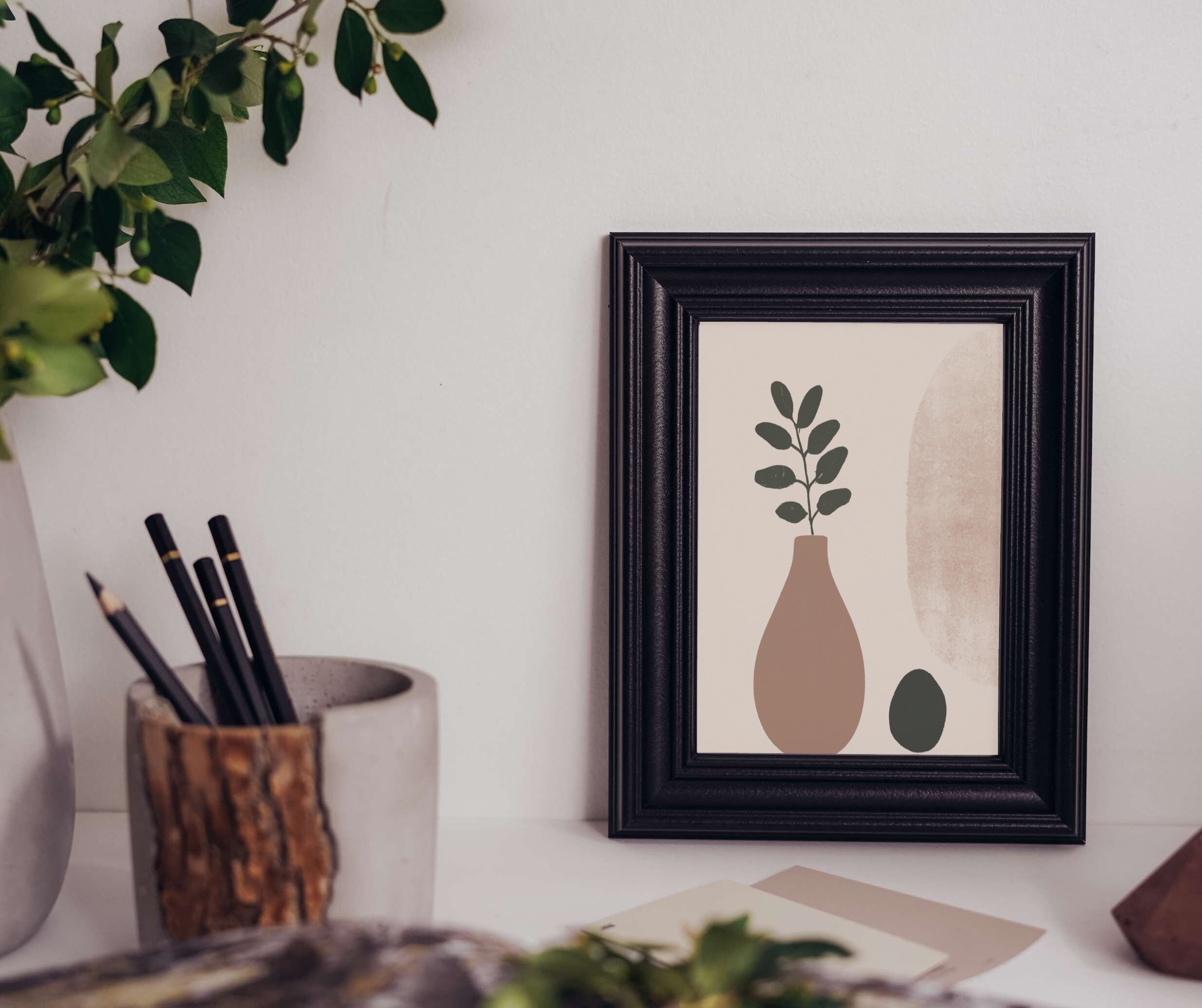 Abstract Boho Wall Art, Mid Century Modern Boho Art Print, Boho Digital ...