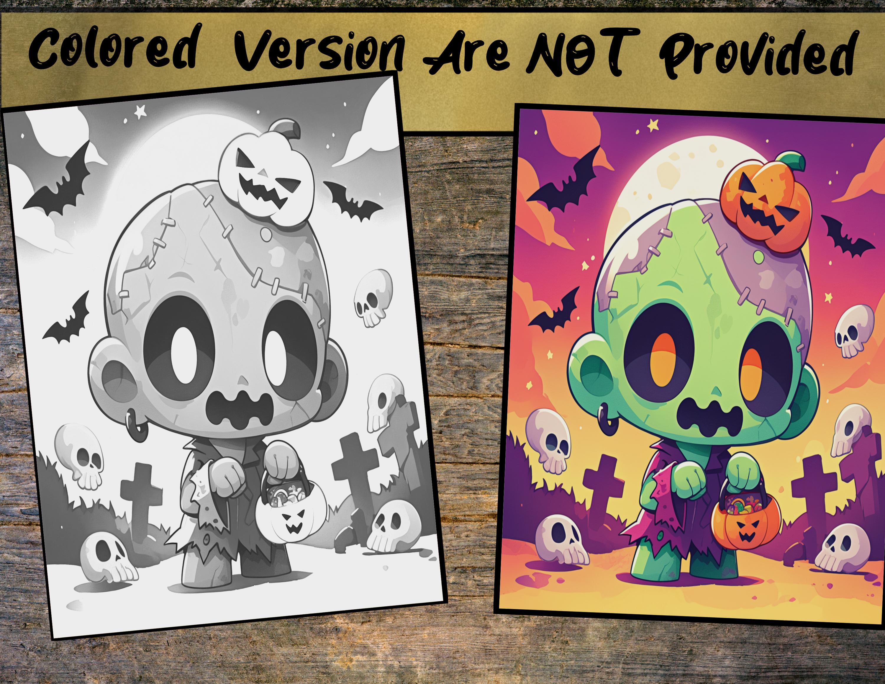 Kawaii Halloween Coloring Book: Cute Anime Pages (PDF) - Etsy