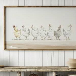 Row of Sketched Chickens Art Print Hand-drawn Style Chicken Art ...