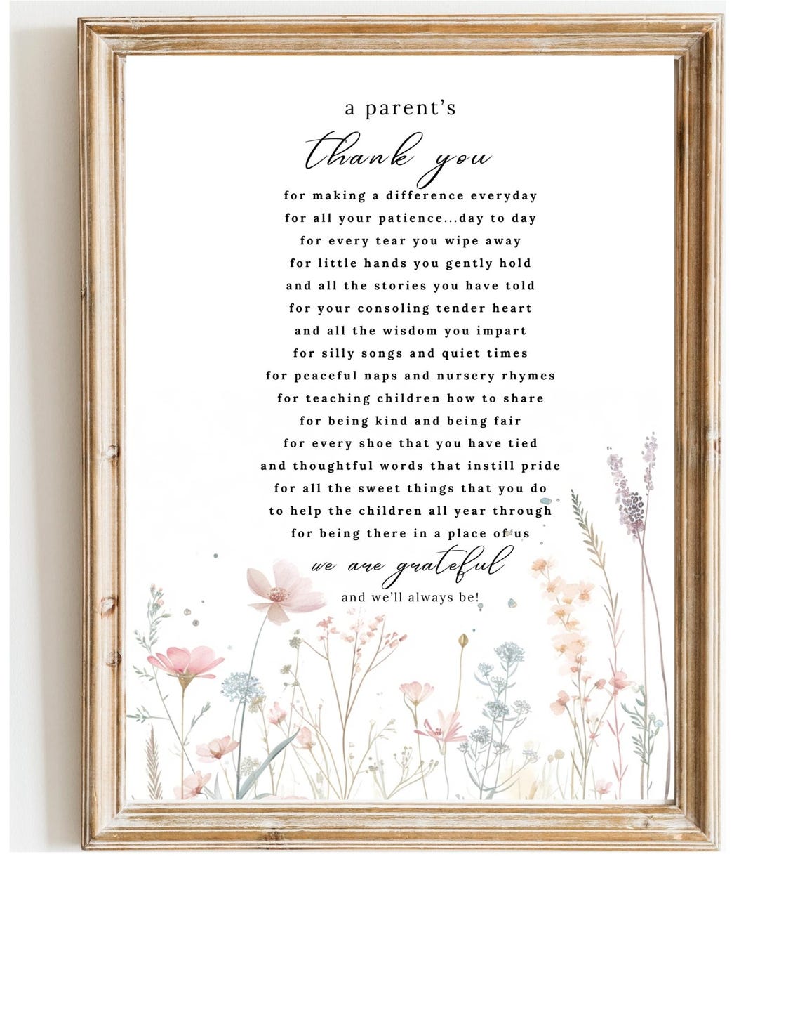 Teacher Thank You Printable: Nursery Teachers Gift, Wall Art, End of ...