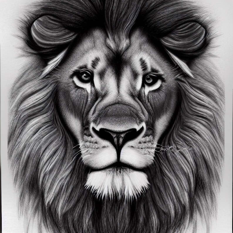 Dibujo de león, dibujo de lápiz de león Bellas artes del león, arte de ...