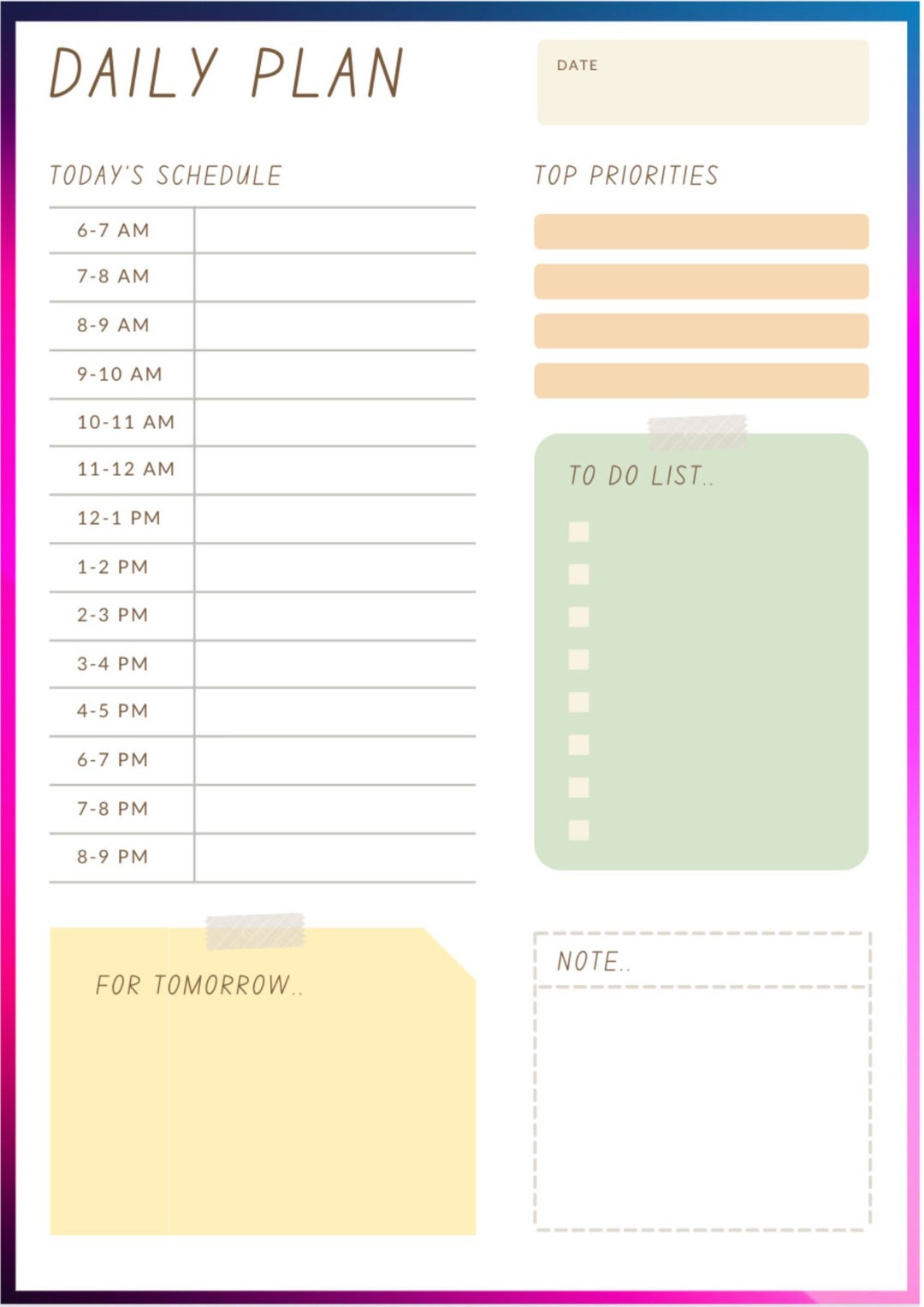Daily Planner A4 Print Ready, Digital Planner, Printable Planner ...