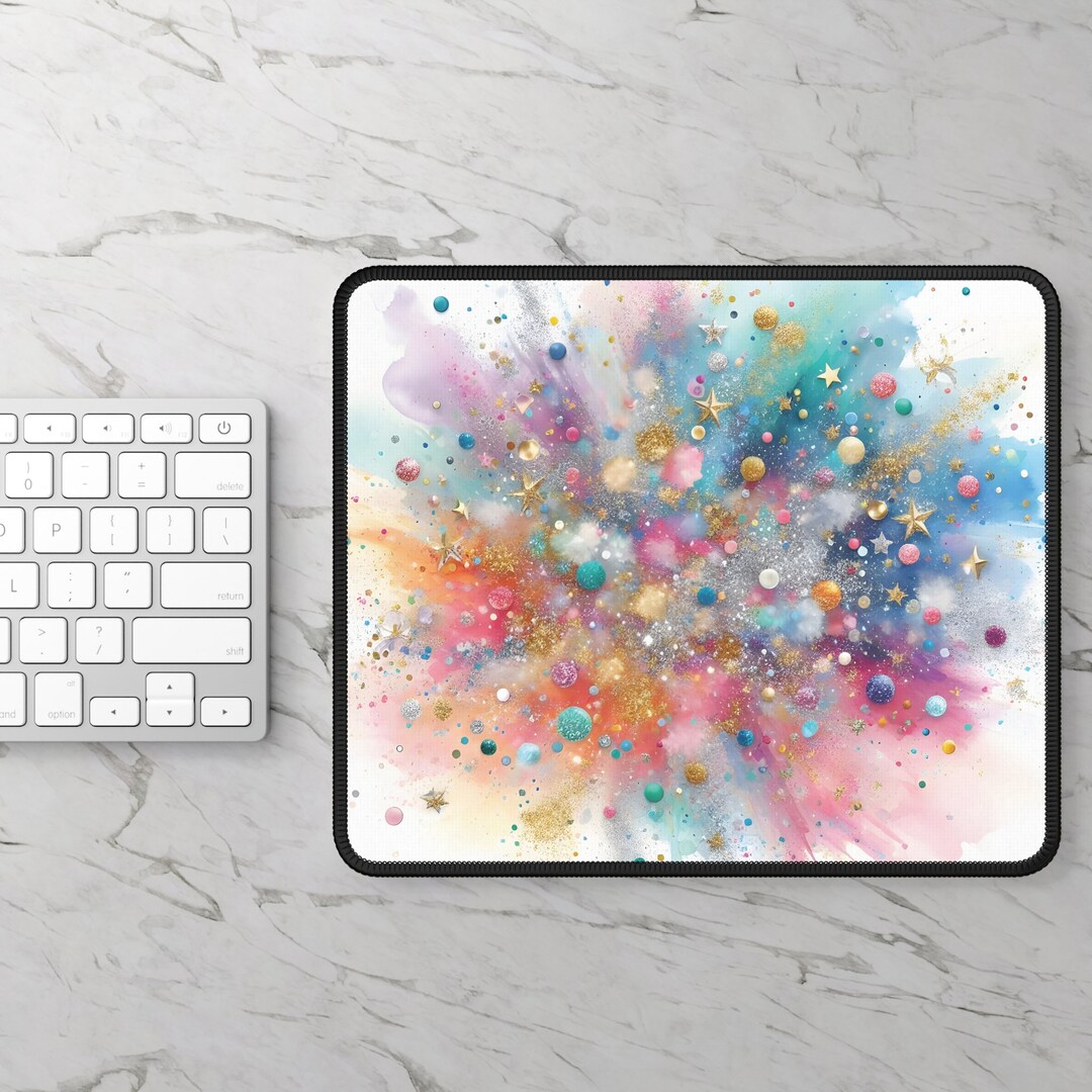 Colorful Glitter Splash Gaming Mousepad High Precision, Non-slip Base ...