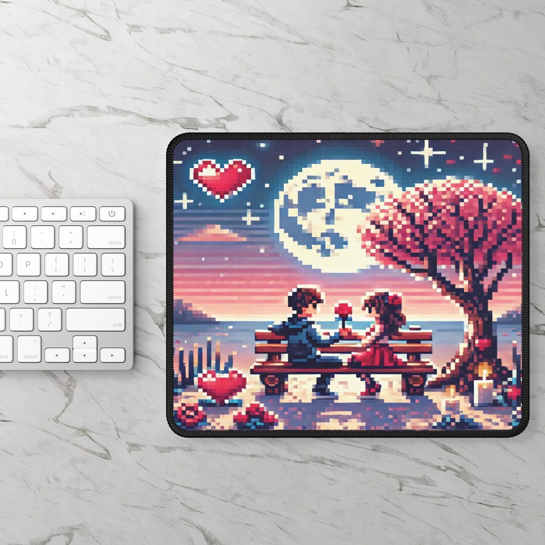 Romantic Pixel Art Mousepad Retro Video Game Style Valentines Day Gift ...