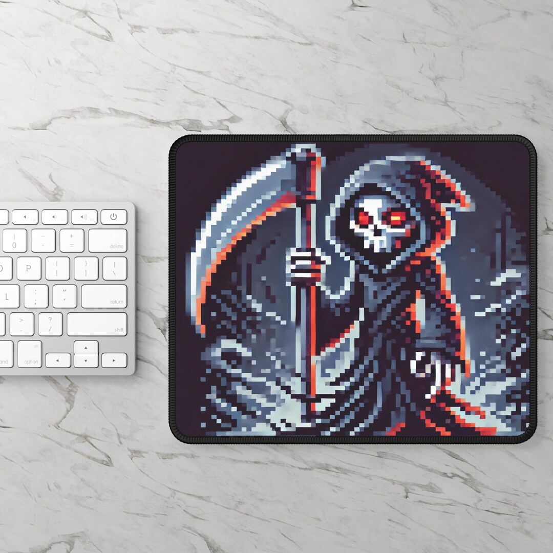Gaming Mousepad Pixel Art Video Game Grim Reaper Design Retro Style ...