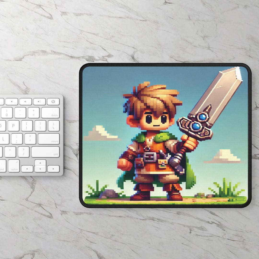 Gaming Mousepad HD Pixel Art Video Game Character With Sword Non-slip ...