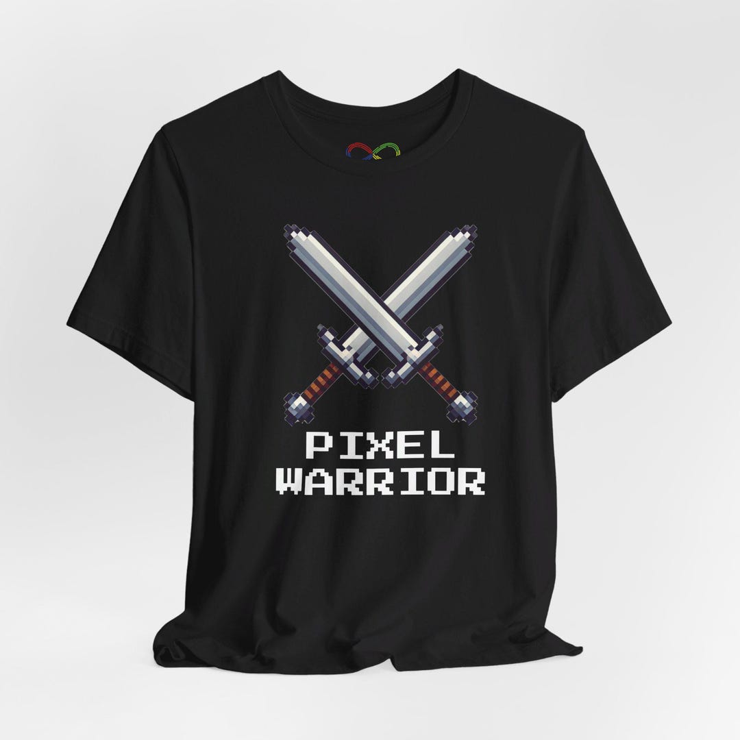 Pixel Warrior T-shirt Crossed Pixel Art 8-bit Style Video Game Swords ...