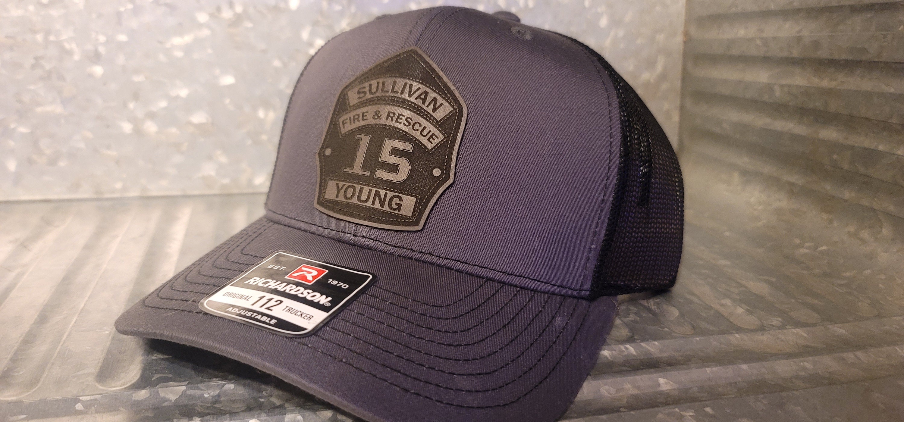 Leather Patch Fire Dept Hat, Leather Front - Etsy