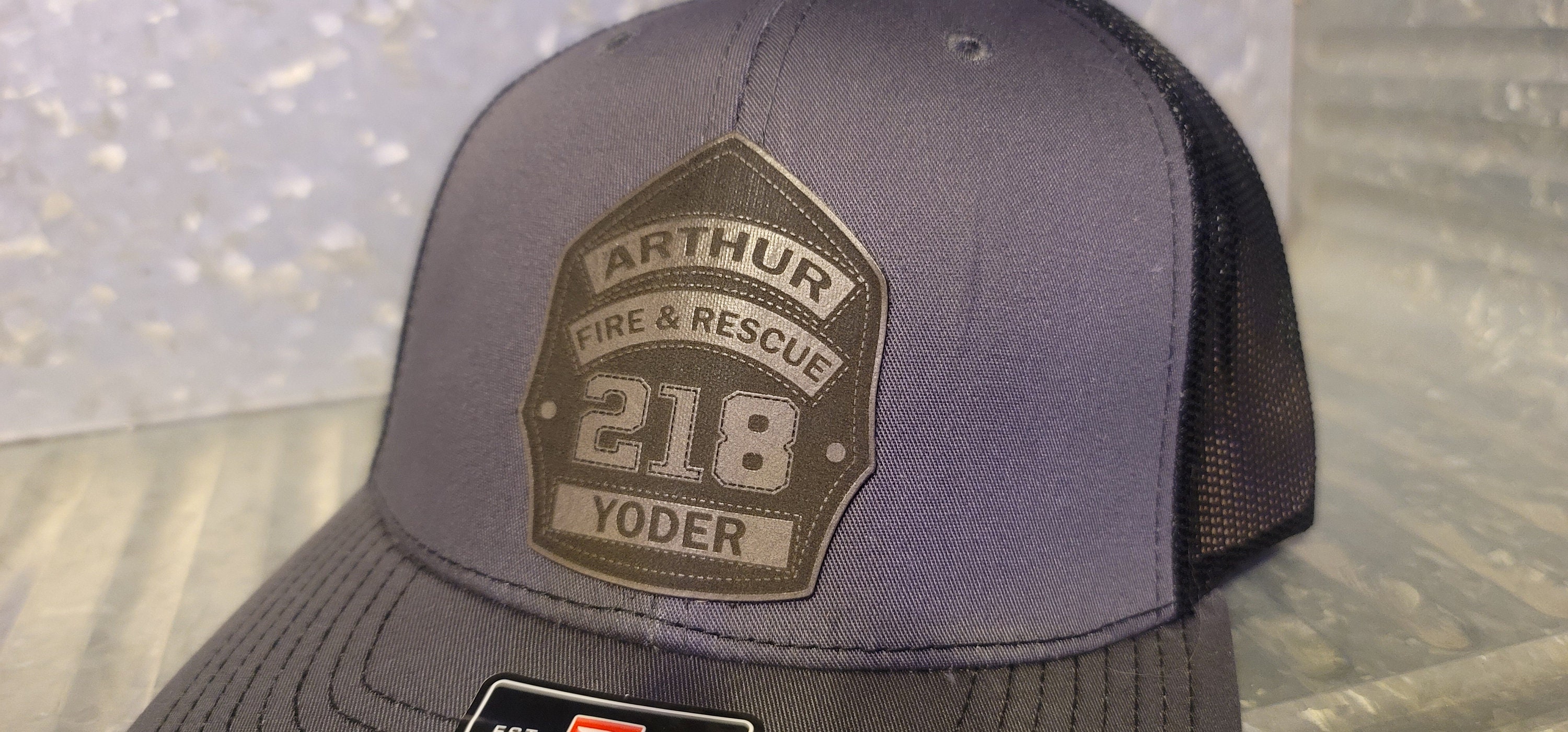 Leather Patch Fire Dept Hat, Leather Front - Etsy