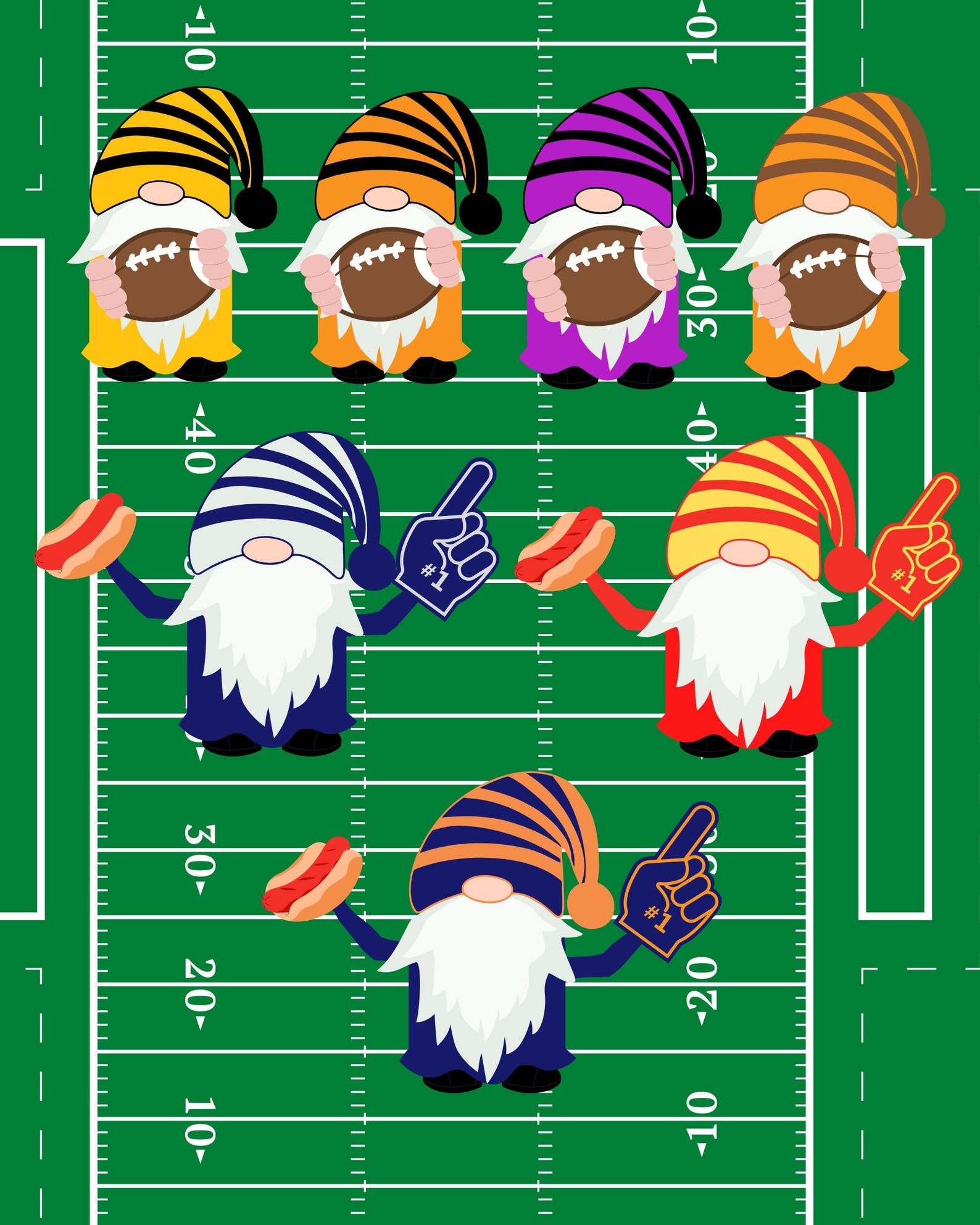 Football Gnomes | SVG Gnome Print | PNG Gnome Prints | Multi Color ...
