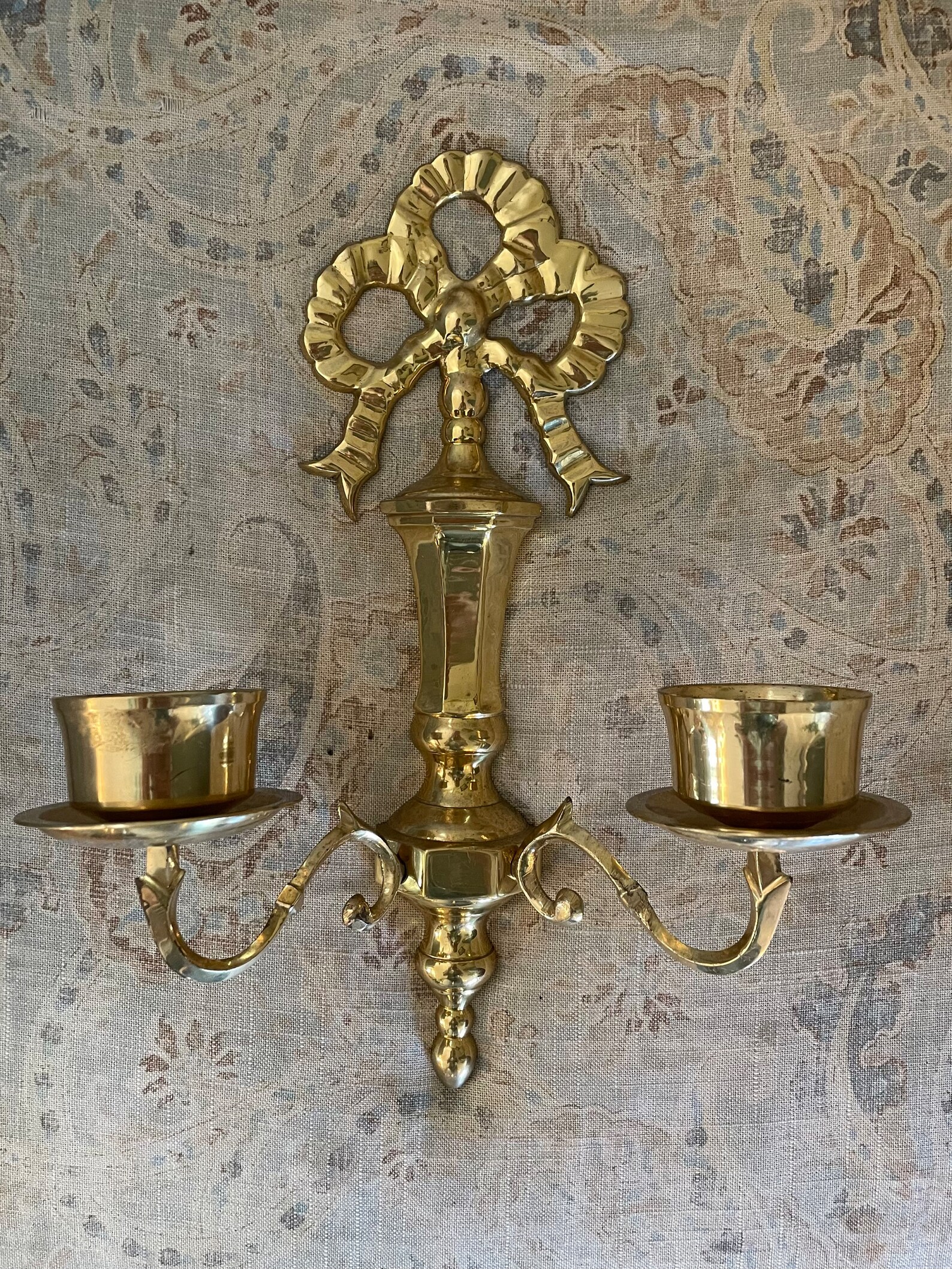 Vintage Brass Bow Ribbon Double Candle Holder Vintage Wall Sconce the Acadia Collection - Etsy