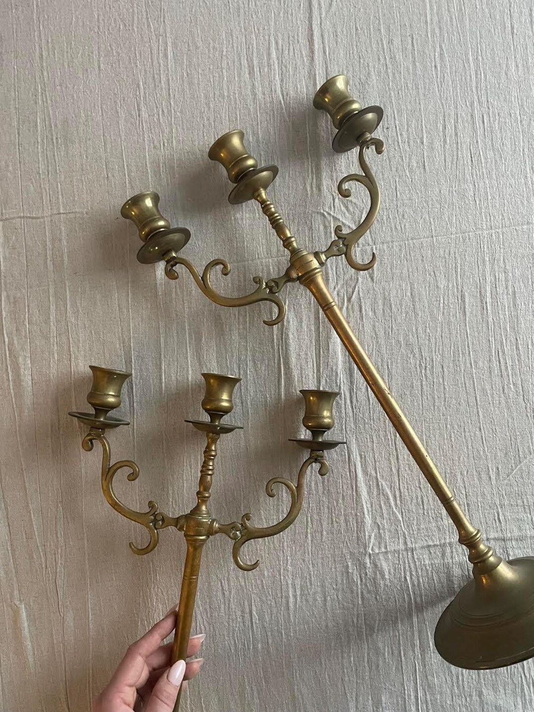 Matching Pair Extra Tall Candelabras | Vintage Brass Candlestick ...