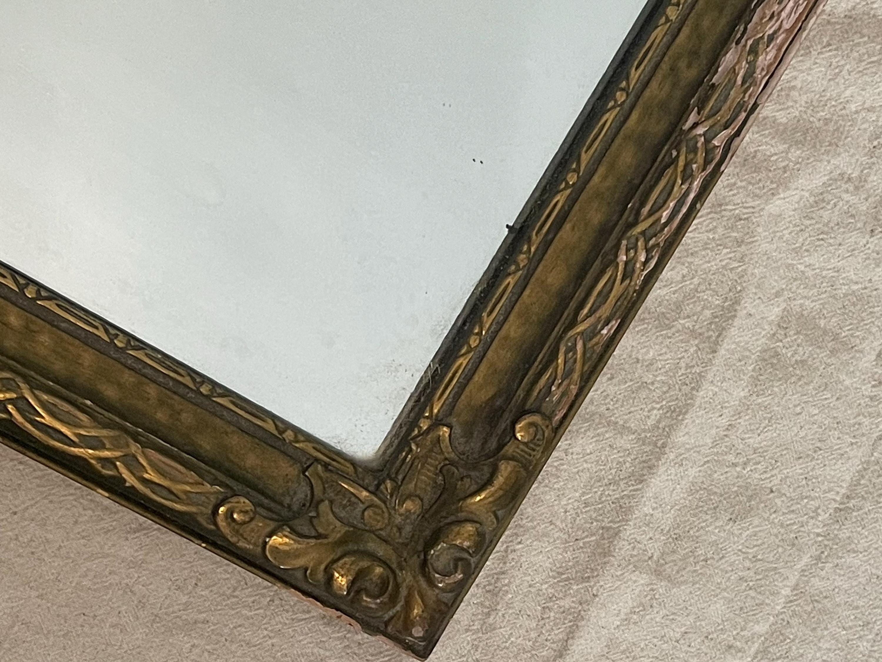 Antique Etched Glass Gold Frame Mirror | Late Victorian Ornate Gold ...