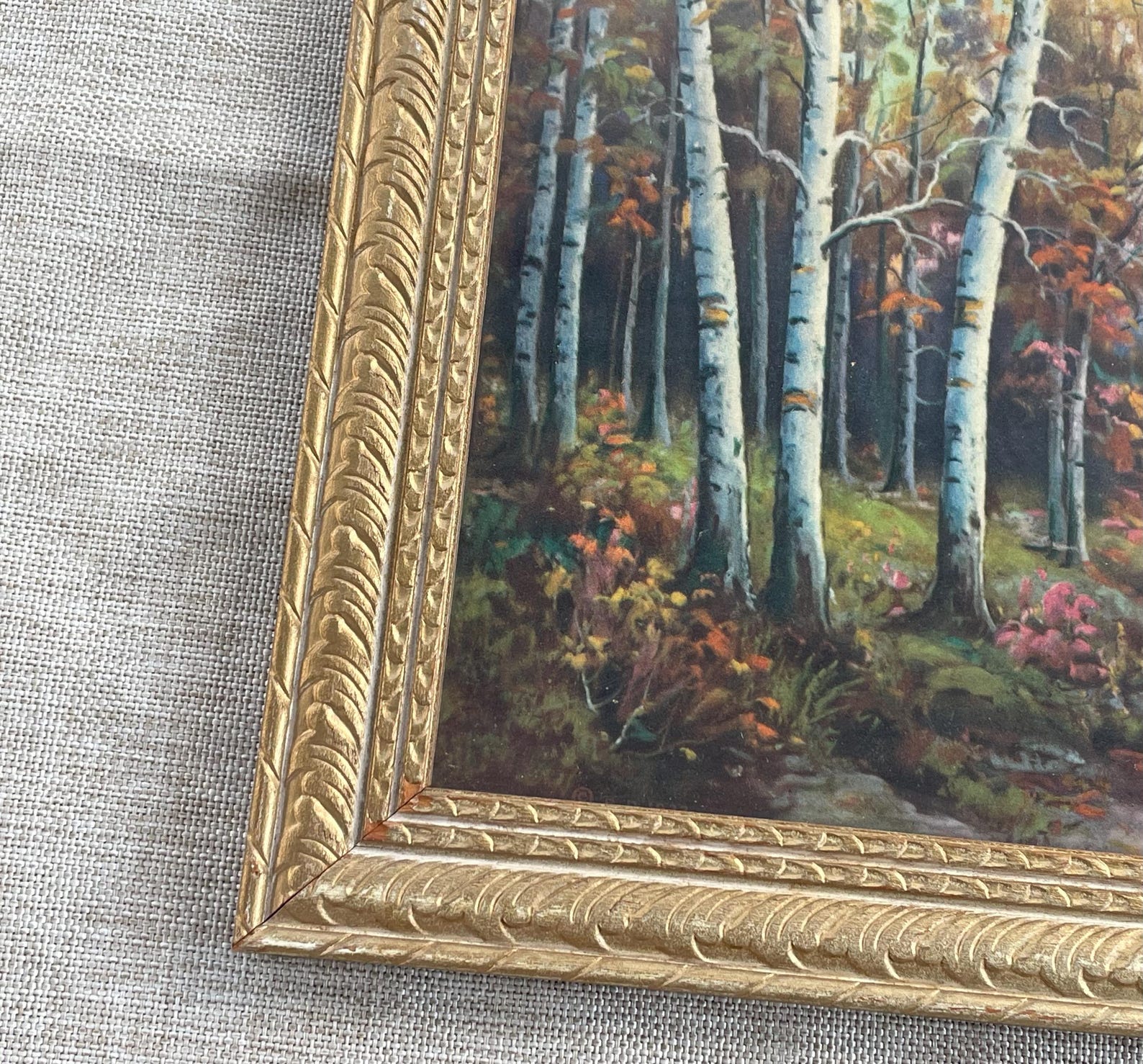 1940s Landscape Art Print Gold Frame Vintage Country Landscape Scene ...