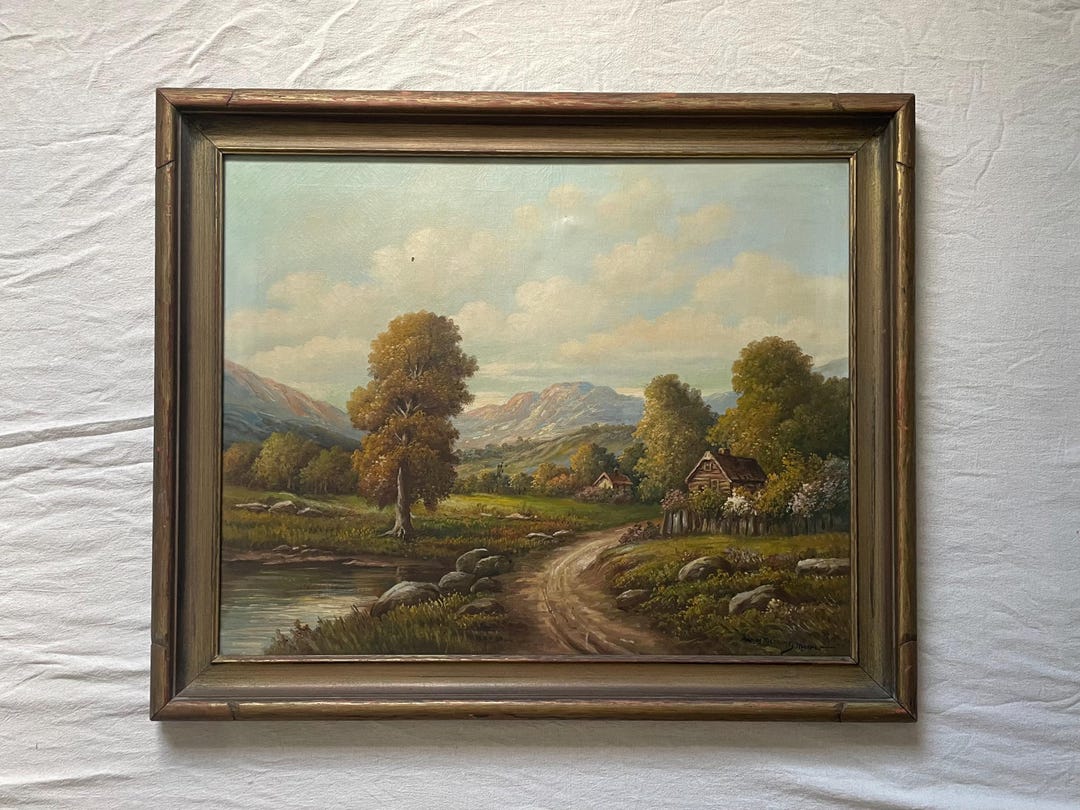 The Cottage Road Thomas Manning Moore 20th Century Signed Oil on Canvas ...